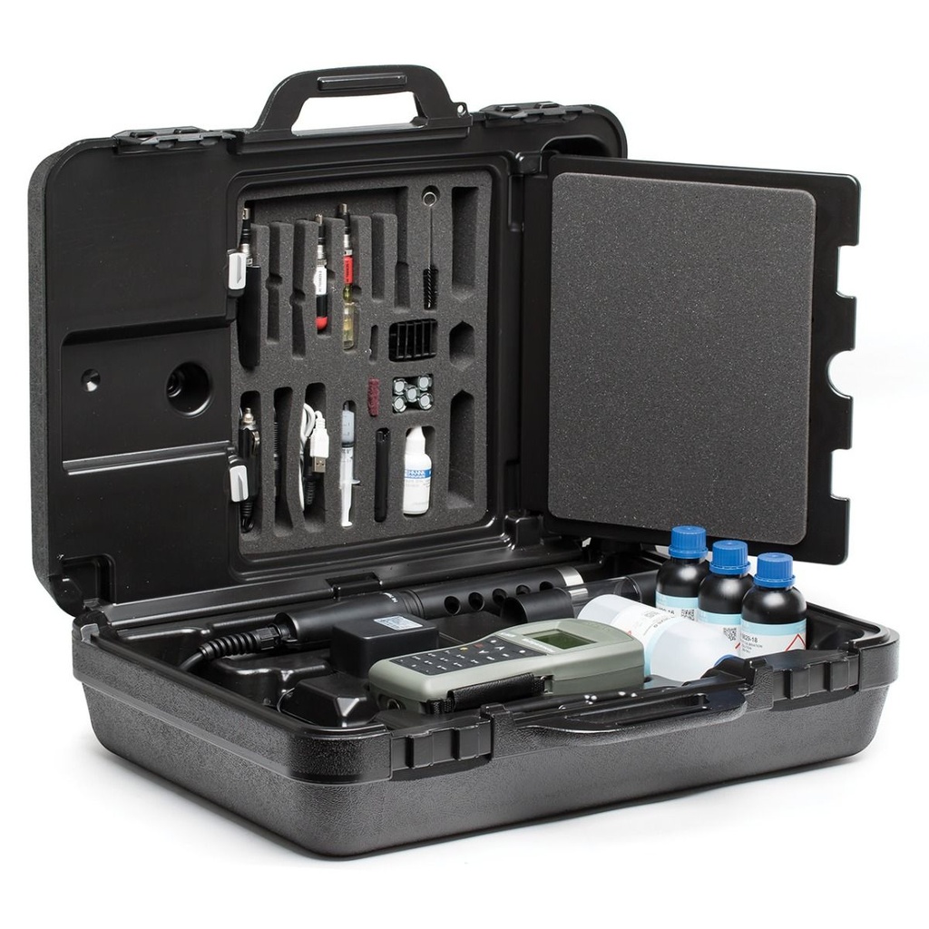 Medidor multiparamétrico HI9829 pH, ORP, EC, OD, turbidez, registro, GPS con sonda de 20 m Hanna ...